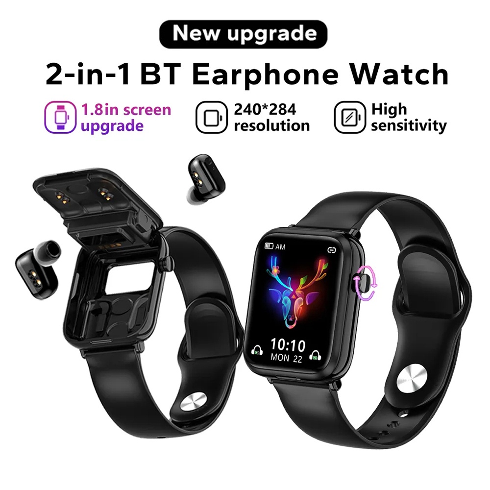 TWS Smart Watch Wireless Earphones Bluetooth Headset Two In One Call ...
