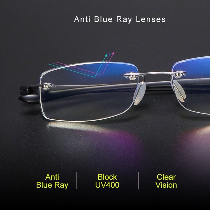 Vogue Rim-less Reading Glasses Presbyopia Spectacles Black Leg Cutting ...