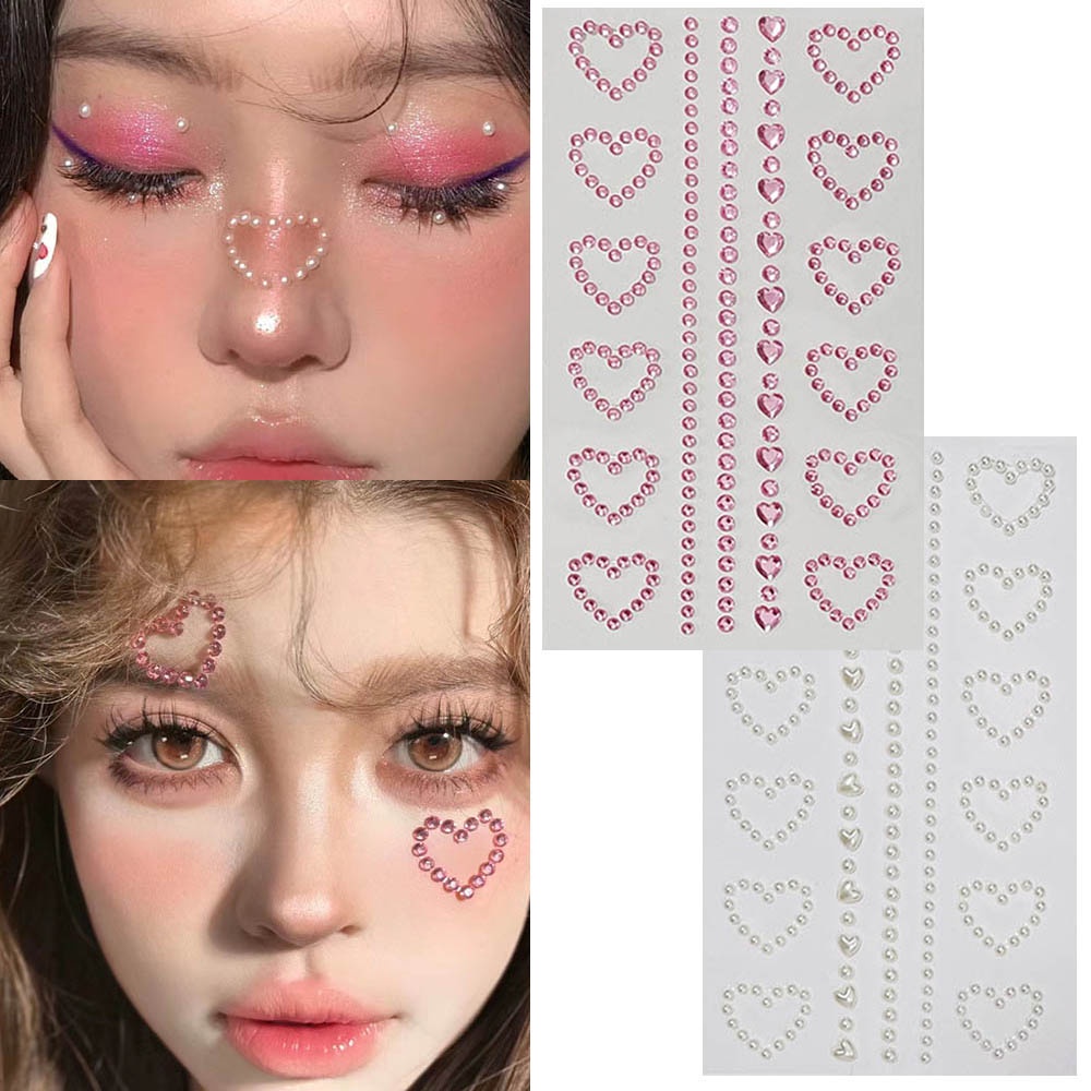 3D Rhinestone Face Stickers Heart-shaped Stickers Beauty Face Sticker ...