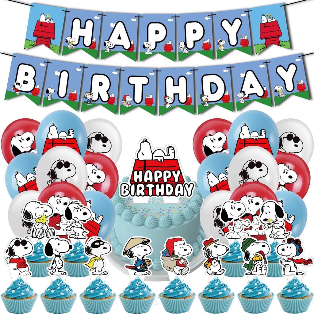 Snoopy Birthday Decoration Set Snoopy Theme Birthday Party Balloon Cake ...