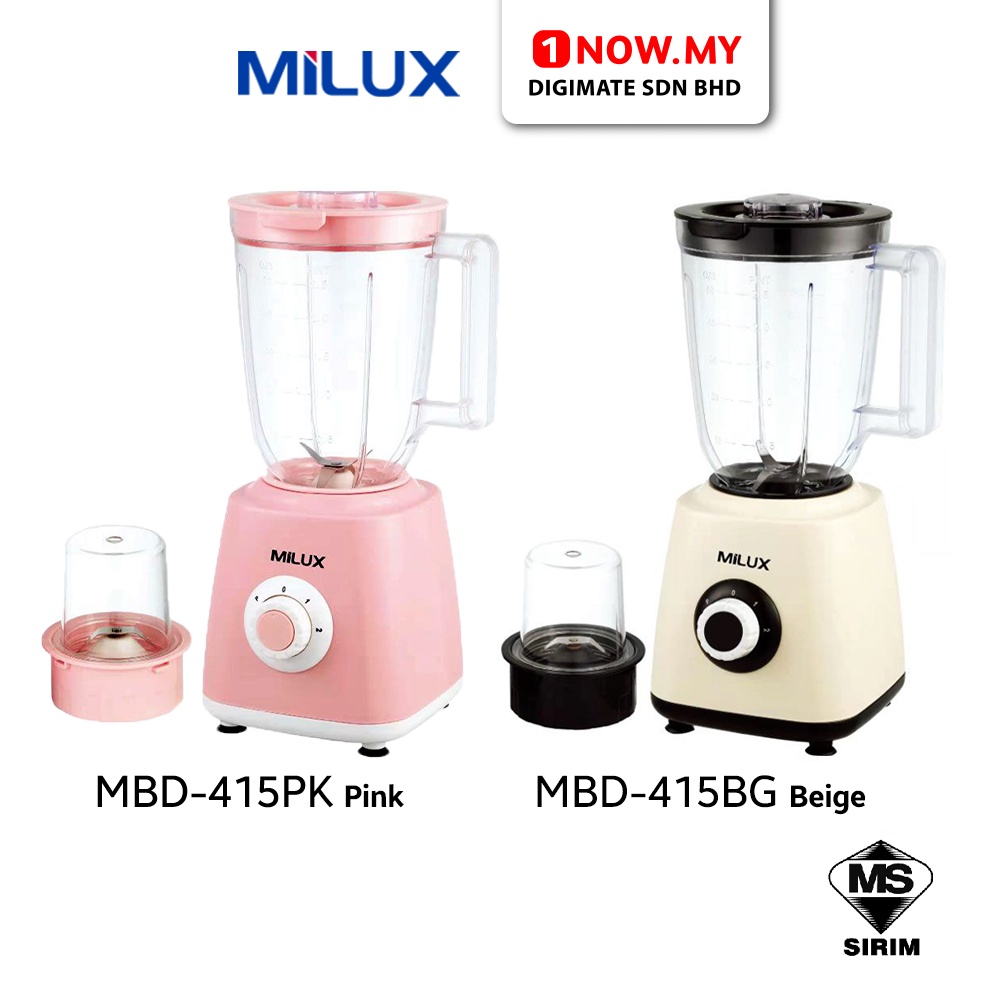 MILUX 1.5L 2-in-1 Blender With Dry Miller MBD-415PK MBD-415BG | Perfect ...