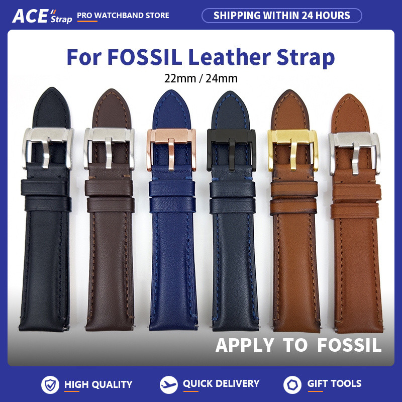 FOSSIL 22mm 24mm Tali Jam Watch Strap Genuine Leather Strap Watchband ...