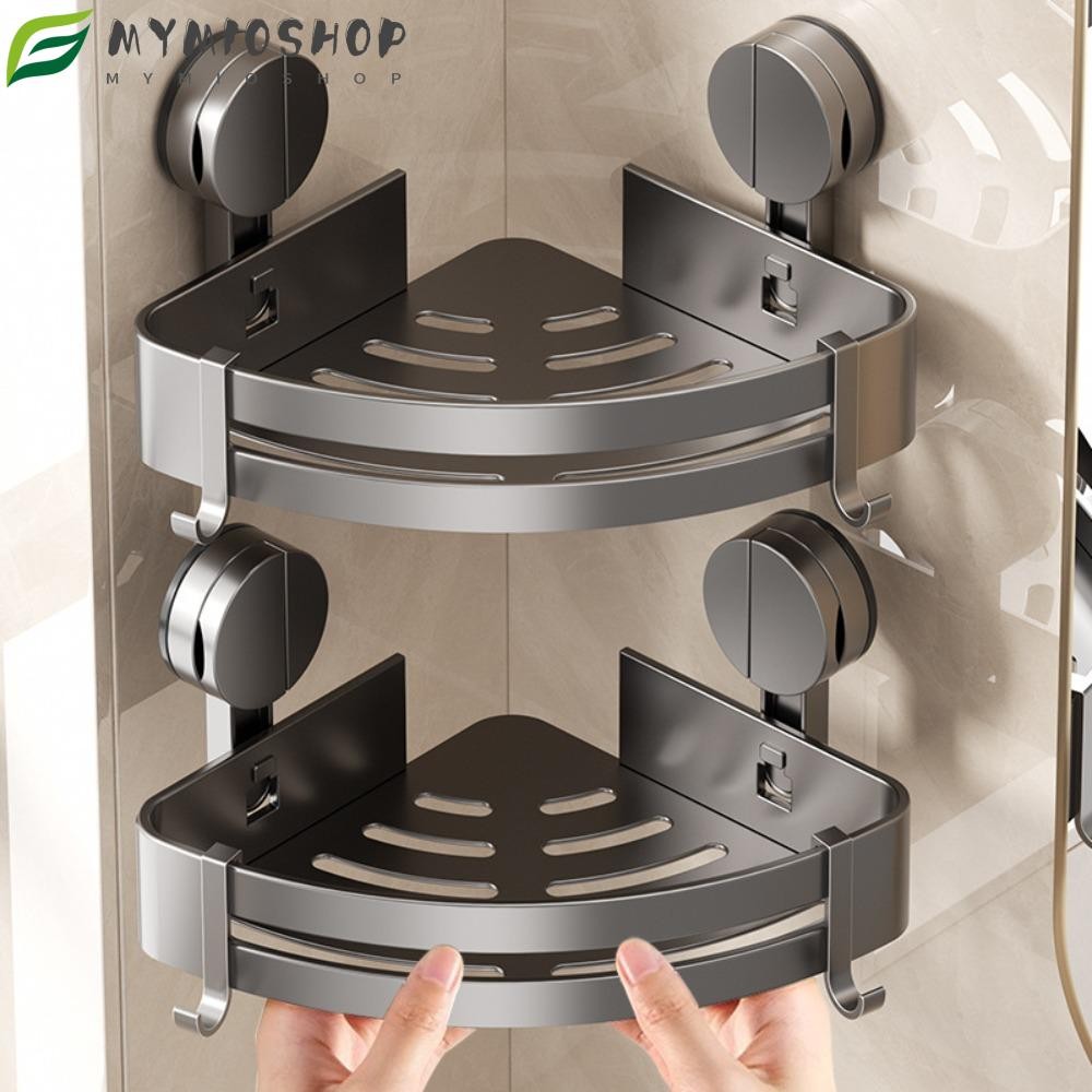 MIOSHOP Corner Shelf, Without Drilling Rust-Proof Shower Suction Cup ...