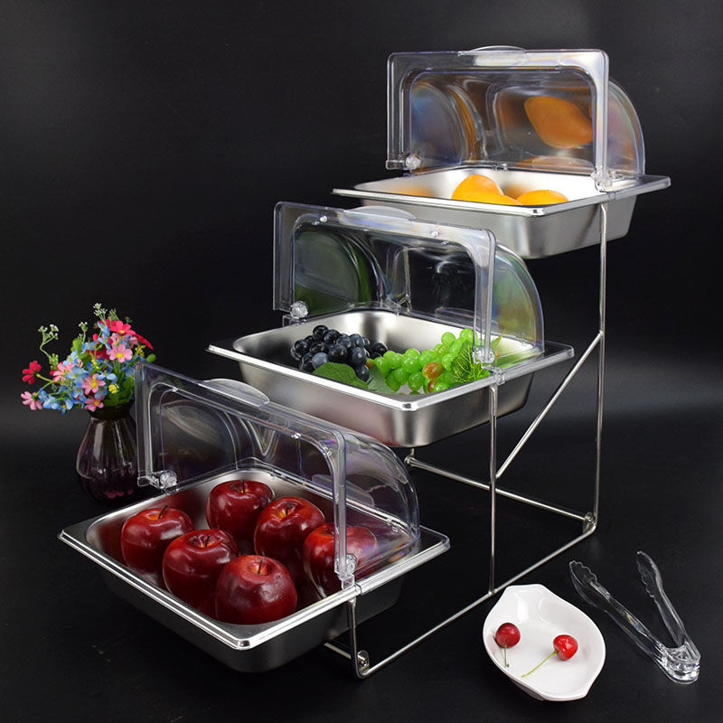 Buffet Display Plate with Lid Stainless Steel Three-Layer Multi-Layer ...