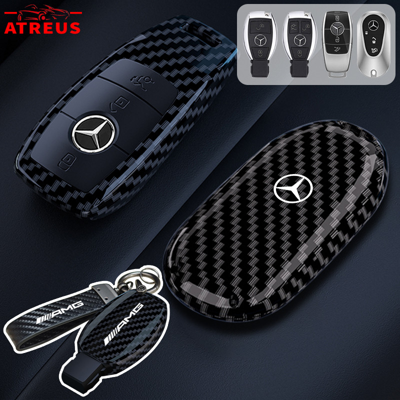 Carbon Fiber Mercedes Car Key Case Full Wrap Car Remote Key Protector ...
