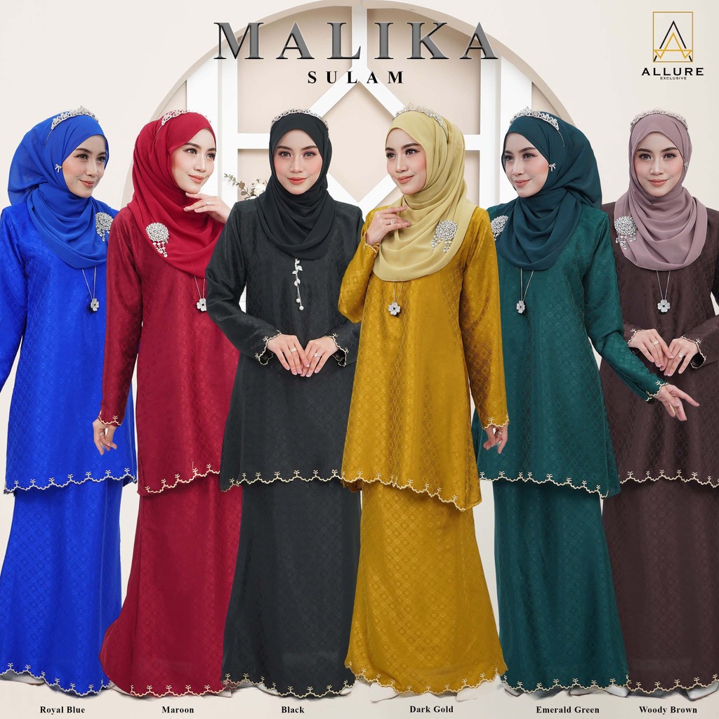 Allure Exclusive Set Baju Kurung Sulam Malika 2025 Jaquard Silk Ibu Anak Sedondon | Shopee Malaysia