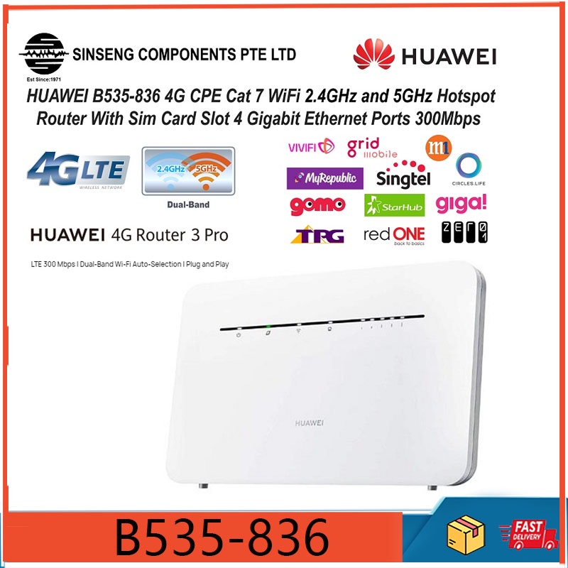 Huawei B535-836 Dual-Band 4G/5G CPE WiFi 2.4GHz & 5GHz Hotspot Sim Card ...