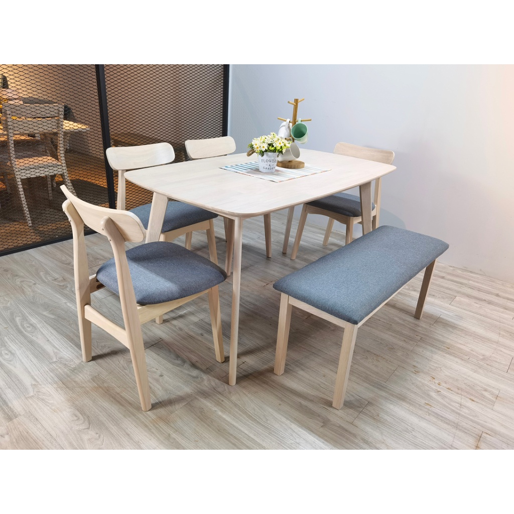 TIARA Natural White Set Dining Table 6 Seater Dining Table Set 6 Dining ...