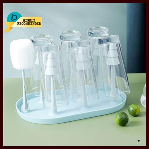 Drink Glass Cup Rack Stand Mug With Brush Drinking Glass Storage Holder ...