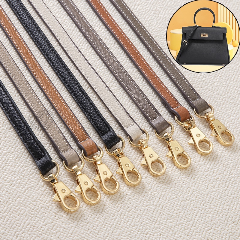 Bag strap suitable for Hermes Kelly black lychee grain genuine leather ...