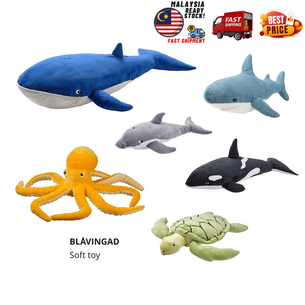 MINIKEA Sea Ocean Animal Soft Toy . Blue Whale, Sea Turtle, Orca Black ...