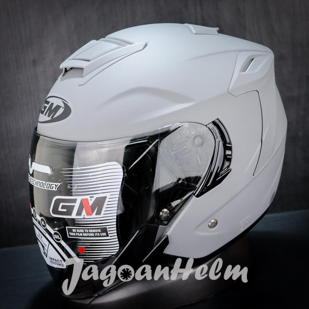 Gm FURY SOLID NX DIM Gray DOFF | Half FACE | Double VISOR | Shopee Malaysia