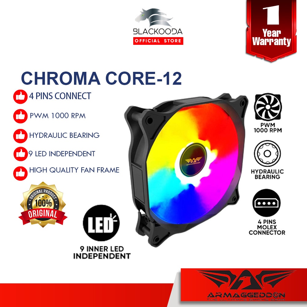 Armaggeddon Core-12 Chroma LED 120mm Gaming PC Cooler Fan | Shopee Malaysia