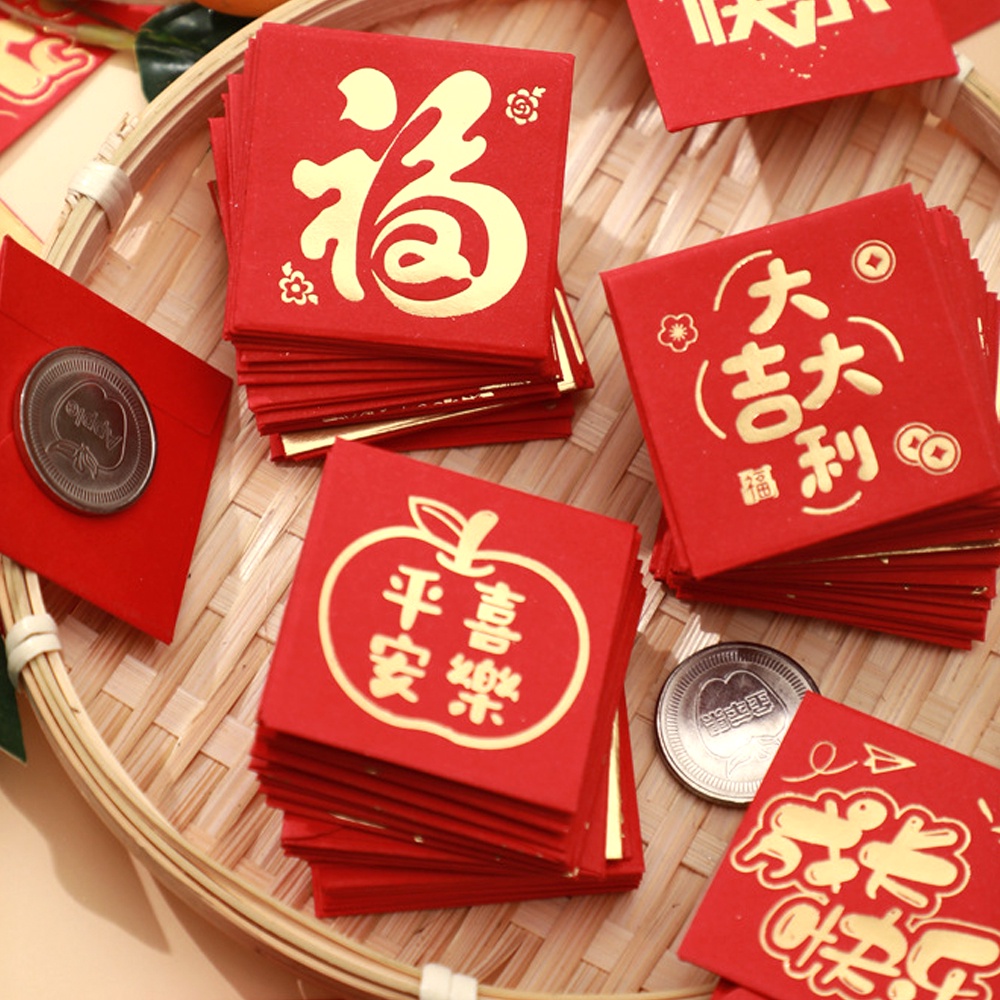 1 pack of 10 Mini red envelope Creative Coin Angpao Mini Red Envelope ...