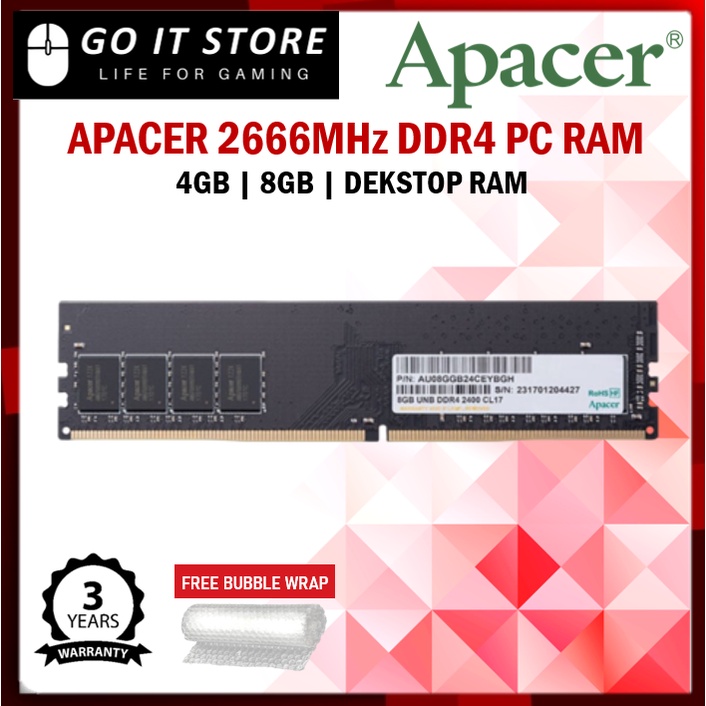 APACER Ram DDR3 DDR4 1600MHz / 2666MHz Desktop PC Memory RAM (4GB / 8GB ...