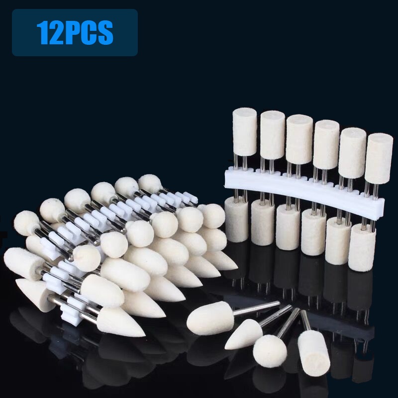 12pcs/pack Wool Felt Polishing Bobs Polishing Grinding Head Rotary Tool ...