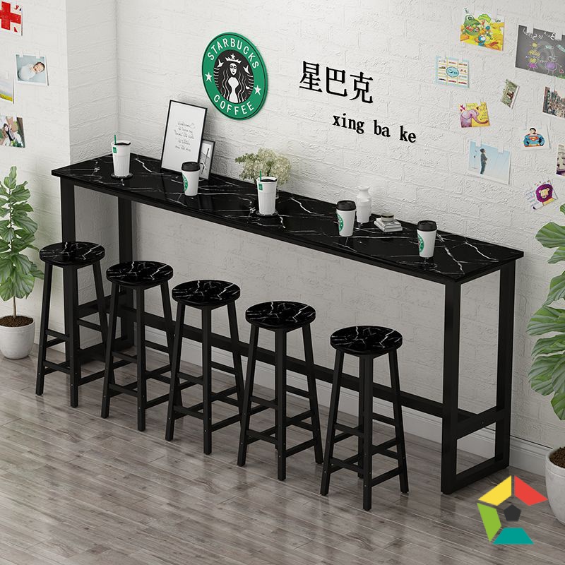 200cm bar table stool set for coffee shop home marble texture desktop ...