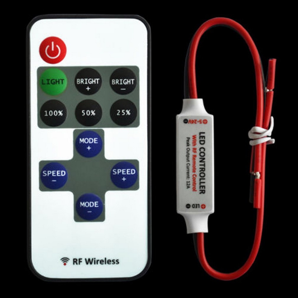 Mini 12V RF Wireless Remote Switch Controller Inline Dimmer For LED ...