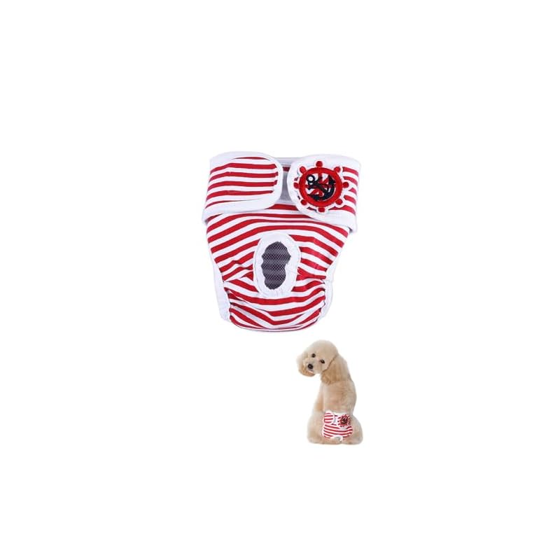 Bule Maple Manner Belt Dog Boy Diaper Girl Diaper Pad Diaper (Red, L ...
