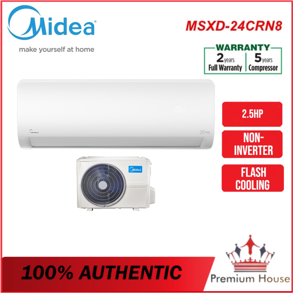 Midea (MSGD-24CRN8) 2.5HP wall type air Cond R32 Gas Non-Inverter (New 2025) | Shopee Malaysia