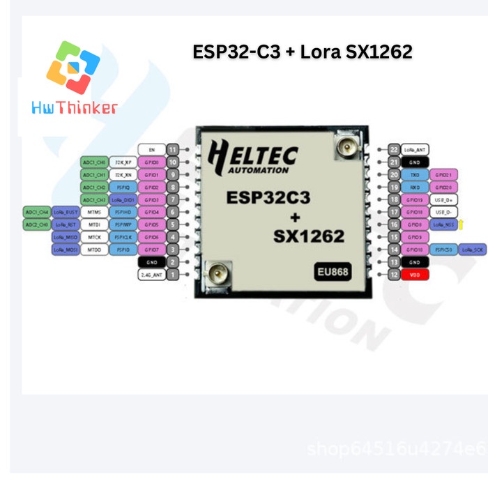Heltec Chip IC Lora Wireless 863MHz-928MHz ESP32-C3+SX1262 | Shopee ...