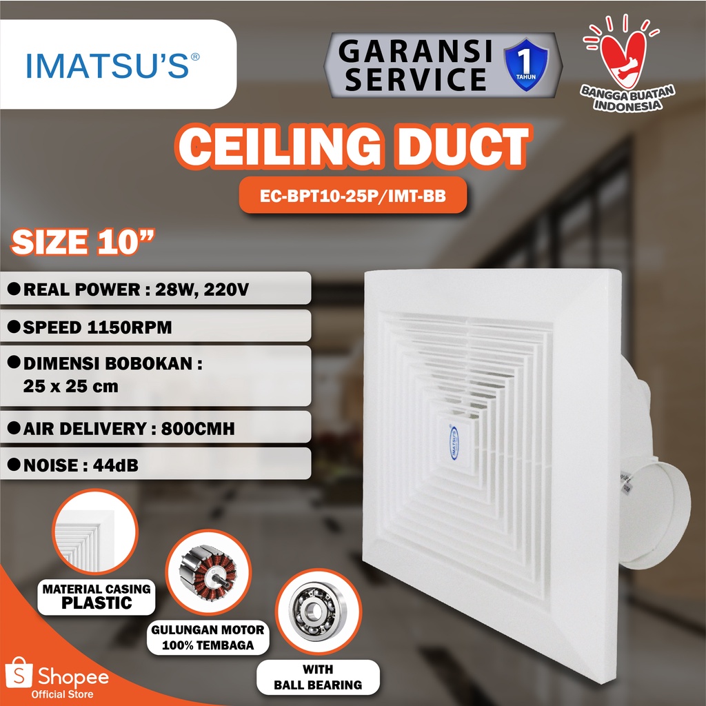 Ceiling FAN/ Exhaust FAN Ceiling 10 Inch/Ceiling Duct Imatsu EC-BPT10 ...