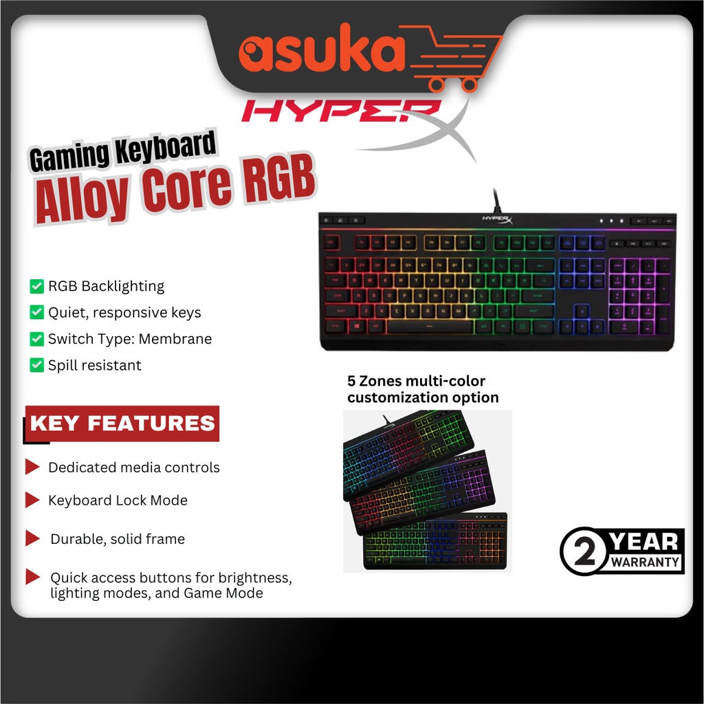 HyperX Alloy Core RGB - Gaming Keyboard (US Layout) (HX-KB5ME2-US)-US ...