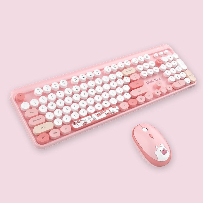 Jomaa&Mofii 2.4G Wireless Keyboard Mouse Combo Set Cute Bear 2.4G ...