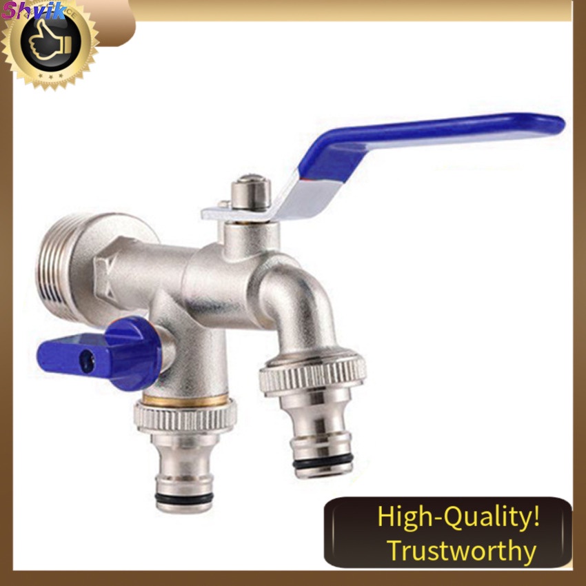 Double Head Water Faucet 1/2'' 3/4'' Water Splitter Connector Coupling ...