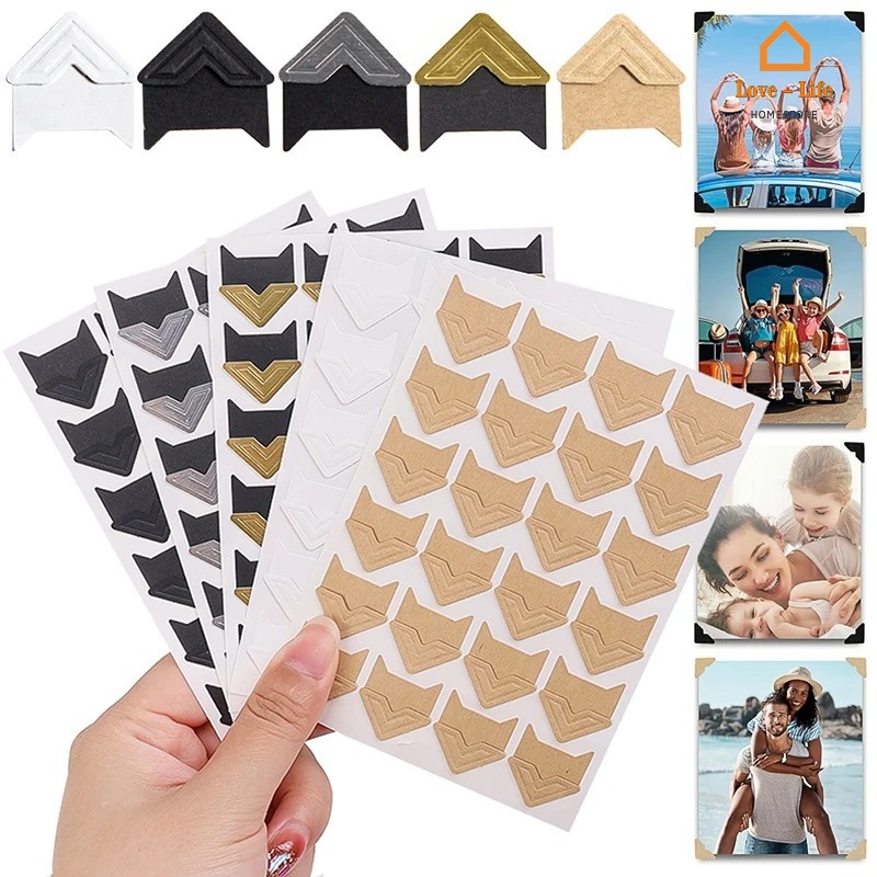 24Pcs/Sheet Photo Album Corner Kraft Paper Protector Stickers Excellent ...