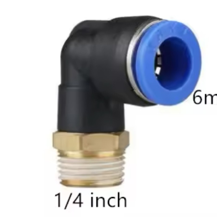 Pl 6-02 Pneumatic Fitting Elbow 6mm to 1/4 inch Outer Thread | Shopee ...
