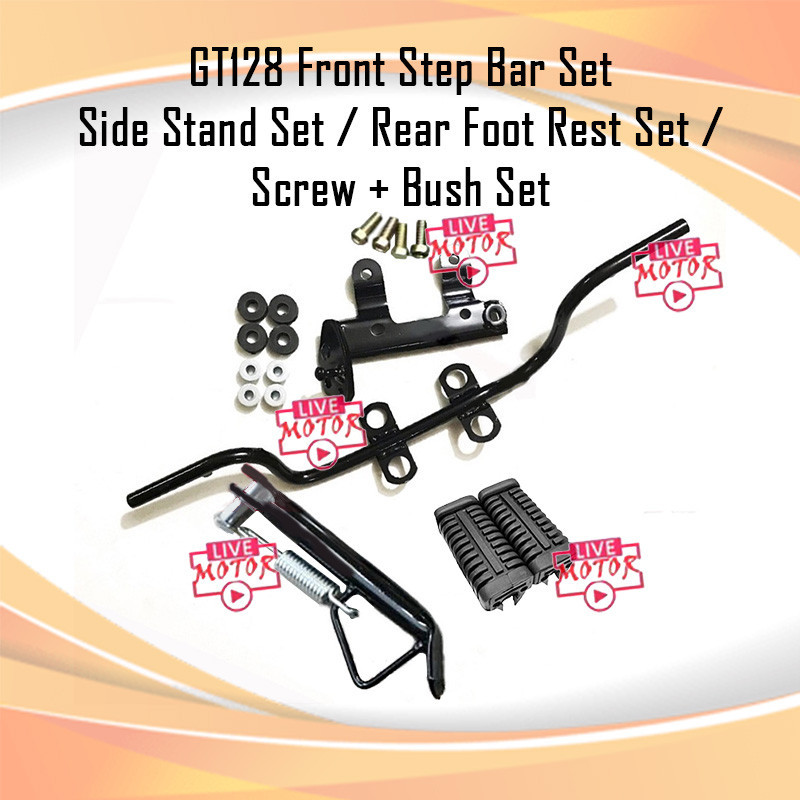 GT128 Front Step Bar Full Set Stand Combo Rubber & Screw Bush Set ...