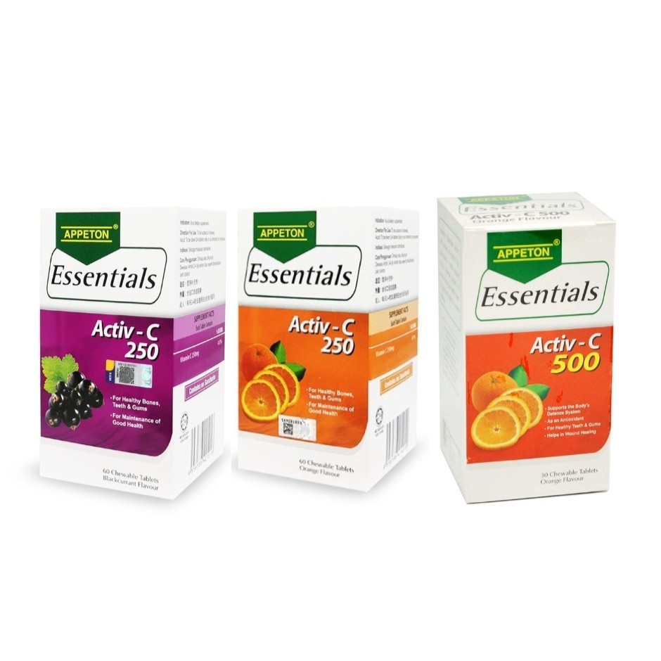 APPETON ESSENTIALS ACTIV-C TABLET B.CURRANT 250MG 60S | ORANGE 250MG ...