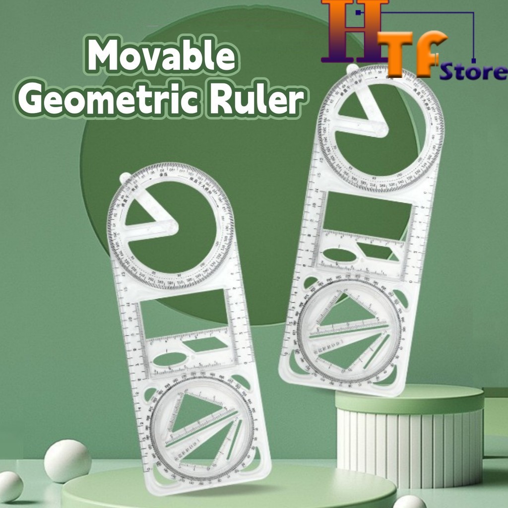 Multifunction Rotatable Geometric Ruler Transparent Primary School ...