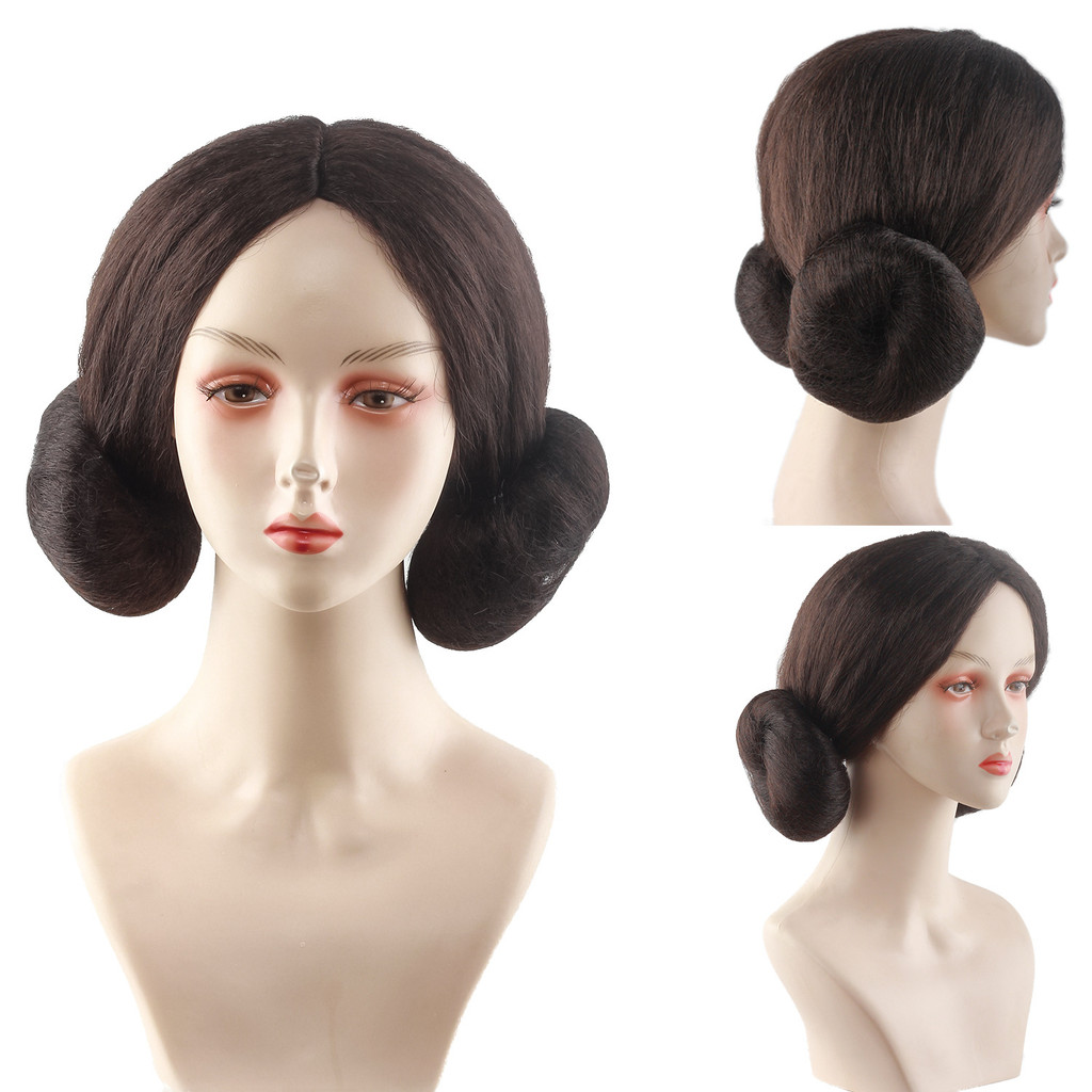 Brown Double Buns Hair Wig for Star Wars Princess Leia Halloween ...