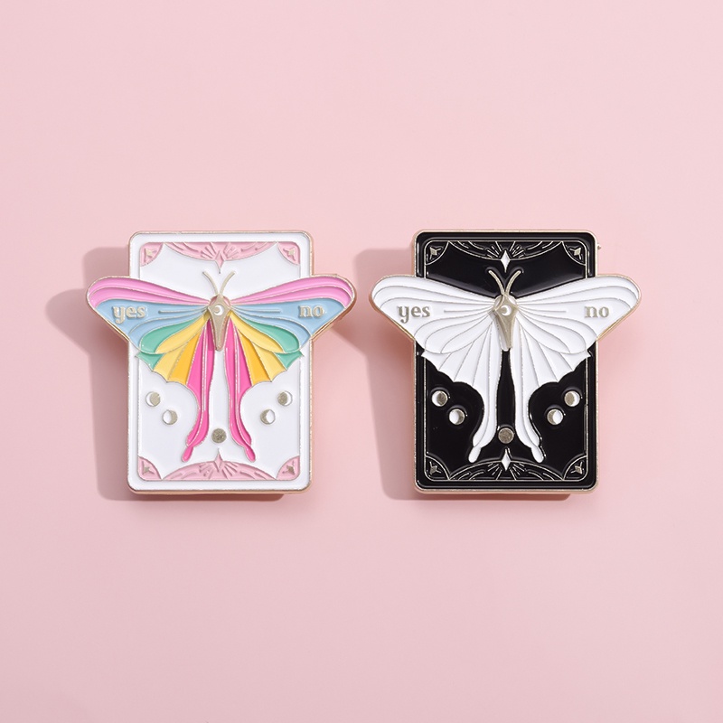 Cartoon Colorful Butterfly Enamel Pins Brooches Rotating Yes or No ...