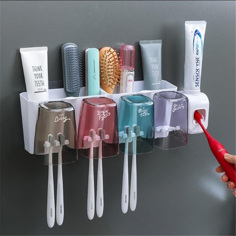 Toothbrush holder set no hole brushing cup gargle cup toothpaste extrud ...