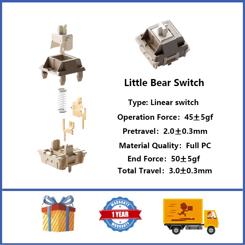 WEIKAV LITTLE BEAR SWITCH Mahjong Tone Linear Switch 5-pin Mechanical ...