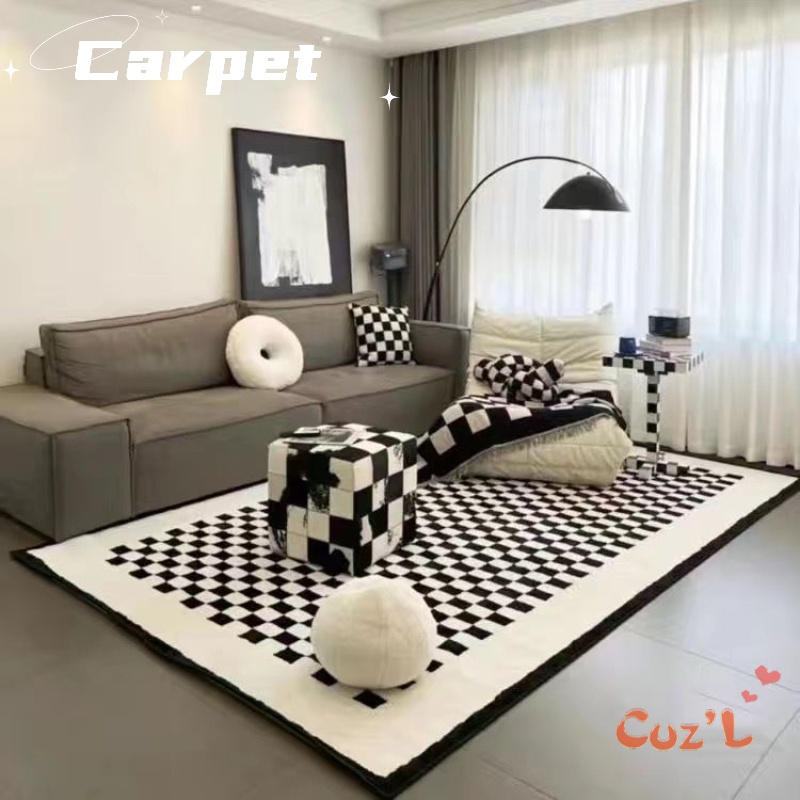 Modern Simple Black and White Checkerboard Carpet Living Room Nordic ...
