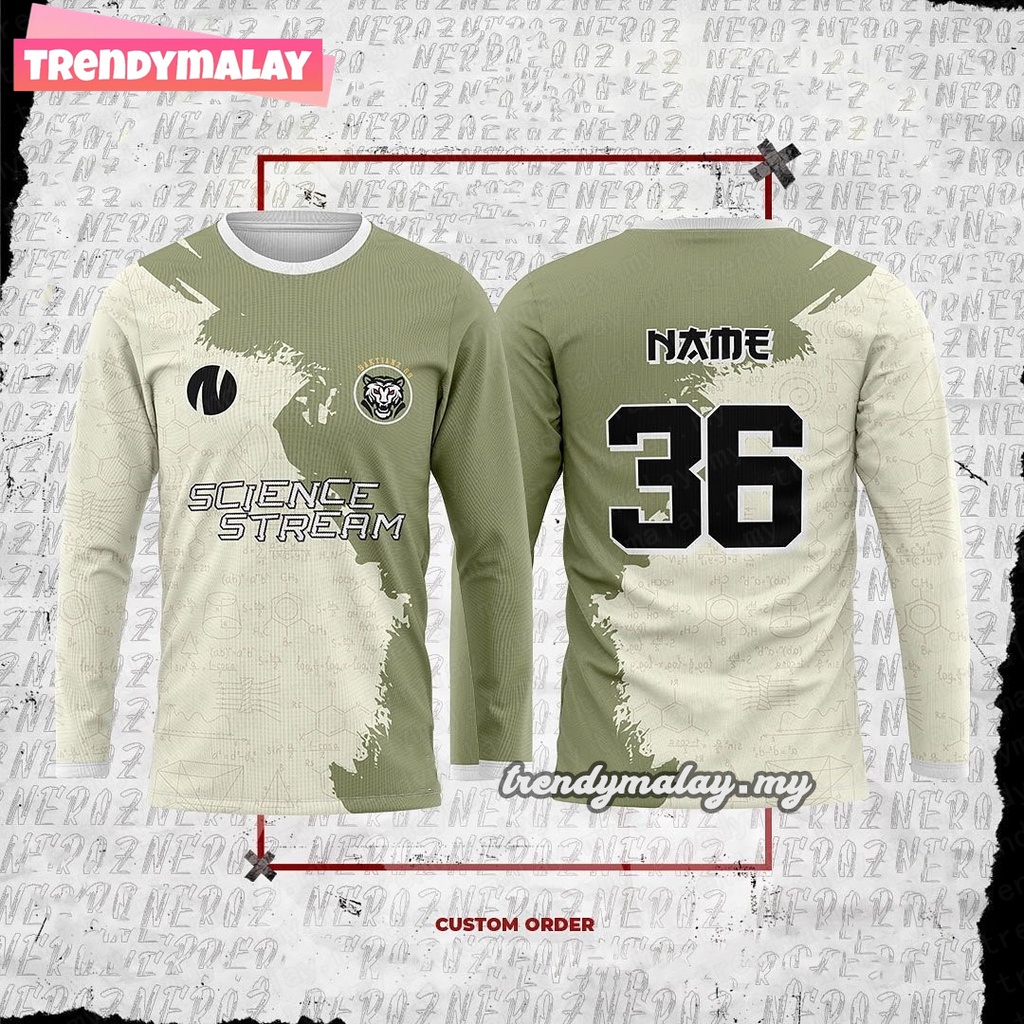 SCIENCE STREAM Jersey Lengan Panjang Murah Baju Jersey Custom Name and Number Unisex Team Wear ...