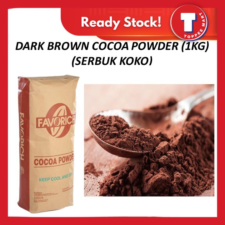 FAVORICH Dark Brown COCOA POWDER 1kg Serbuk Koko baking [100% PURE, NO ...