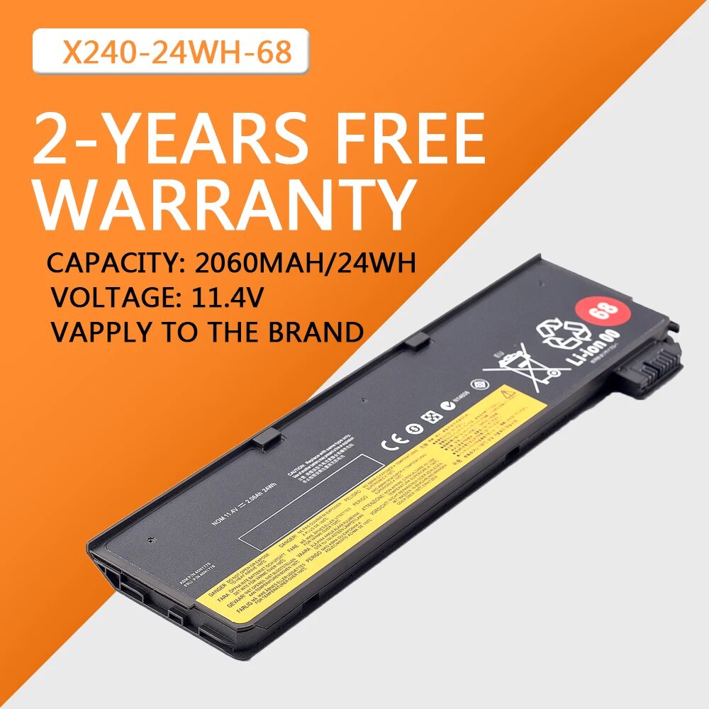 Laptop Battery For Lenovo Thinkpad X240 X260 X270 X250 L450 T450 T470P ...