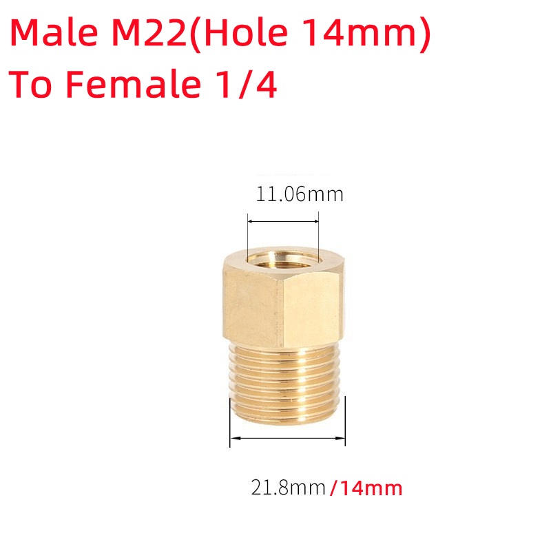 Brass 3/8" 1/4" M14 M18 M22 Thread Connector Male Female Adapter for High Pressure Washer Gun ...