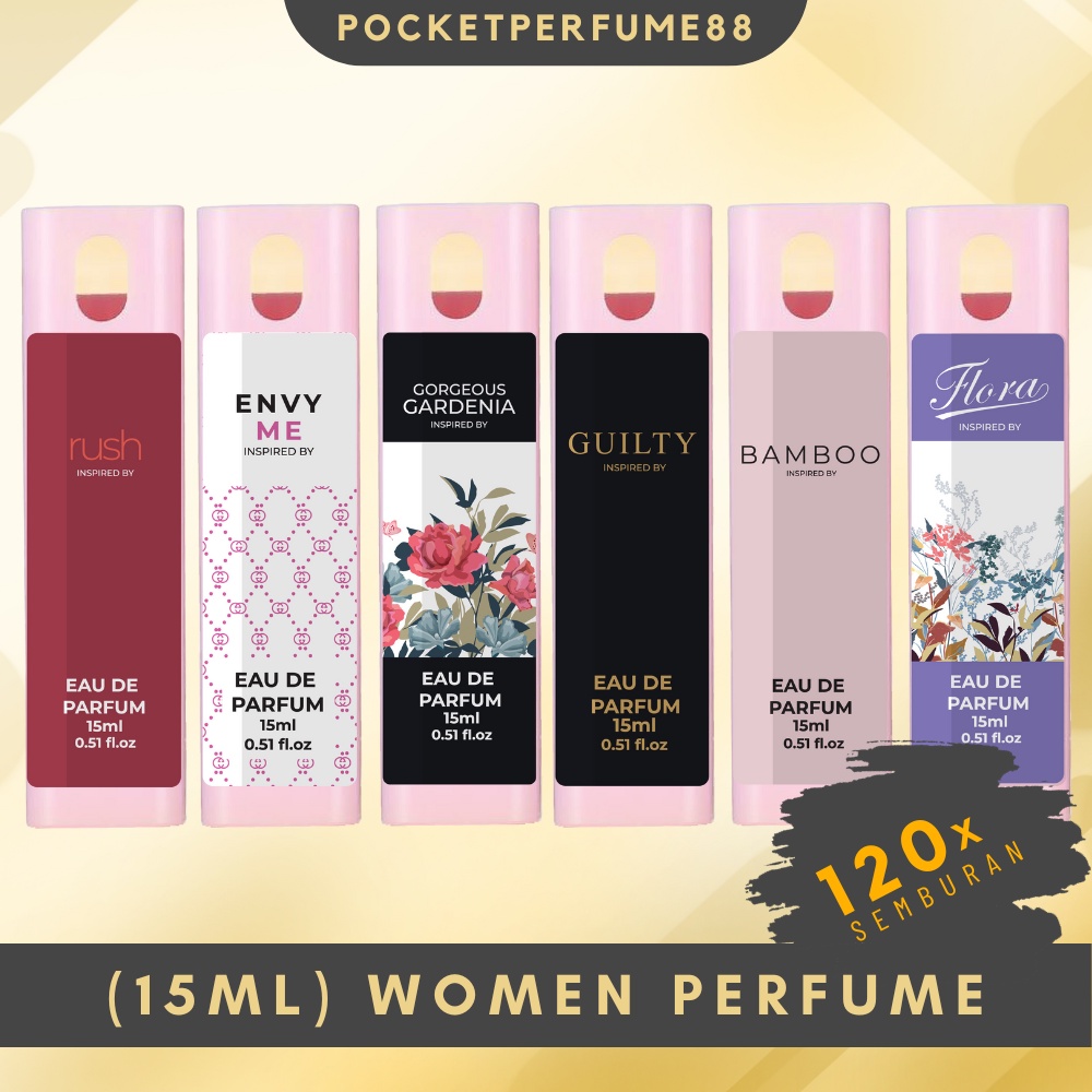 15ML TRAVEL POCKET WOMEN PERFUME GU*CY BAMBO ENVY ME FLORA GUILTY RUSH ...