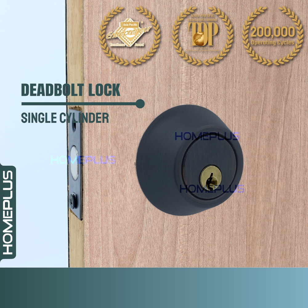 Keyed Entrance Deadbolt Lock Set Dead Bolt Tubular Knob Cylindrical Cylinder Door Kunci Tombol ...