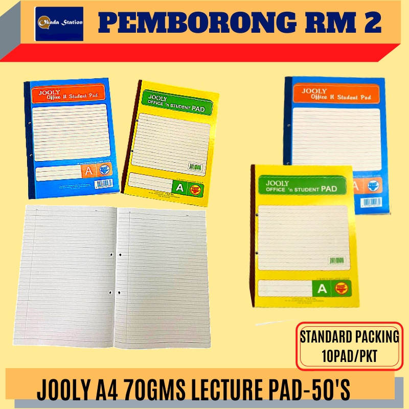 (RM2.20) OKADA JOOLY A4 70GMS LECTURE PAD 72'S /LECTURE PAD / 70GMS ...