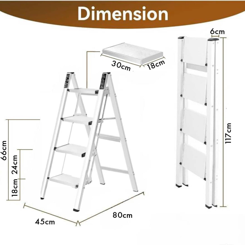 2/3/4 Step 150kg Capacity Heavy Duty Foldable Ladder Folding Step Stool ...