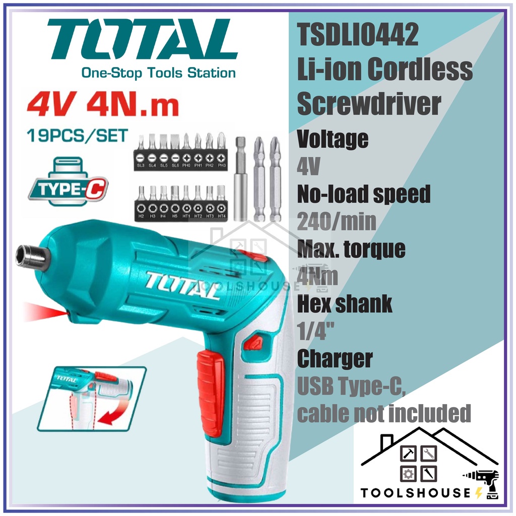 Total TSDLI0442 / TSDLI04425 Li-ion Cordless Screwdriver 锂离子充电式螺丝刀 ...