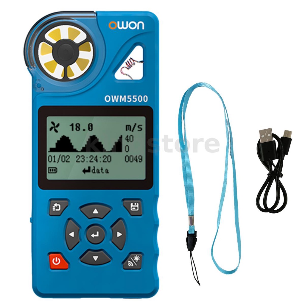 OWM5500 Smart Anemometer 7 Types of Measurements 8000 Sets Data Storage ...