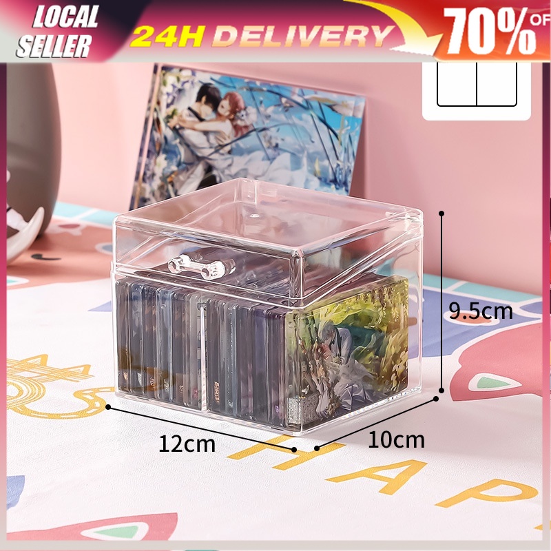 School Stationery Flap Divided Desktop Photocard Storage Box ...
